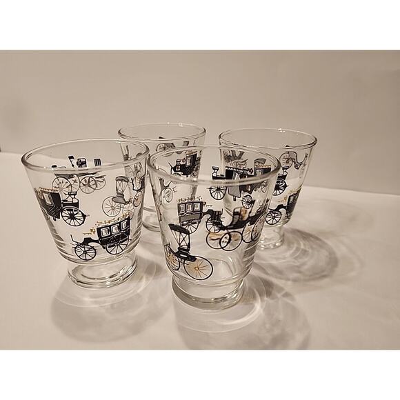 Libbey | Dining | Vintage 4 Libbey Rock Glasses Curio Carriage Buggy ...